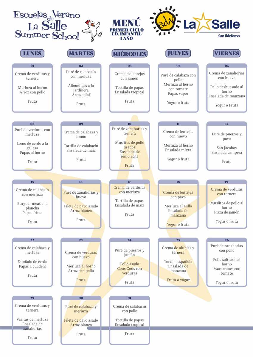 MENÚ ESCOLAR - Colegio La Salle San Ildefonso